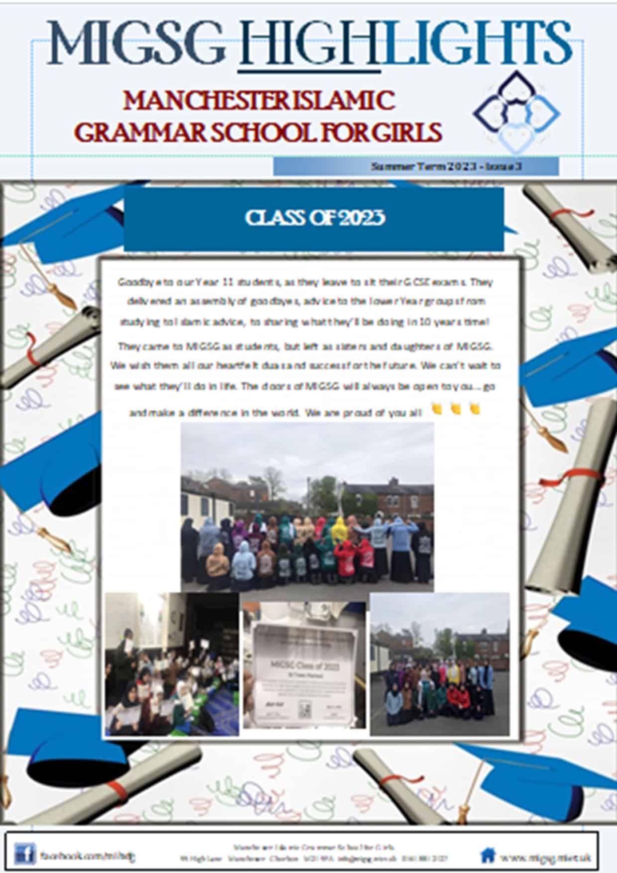Summer Newsletter 2023 - MIGSG - Manchester Islamic High School for Girls